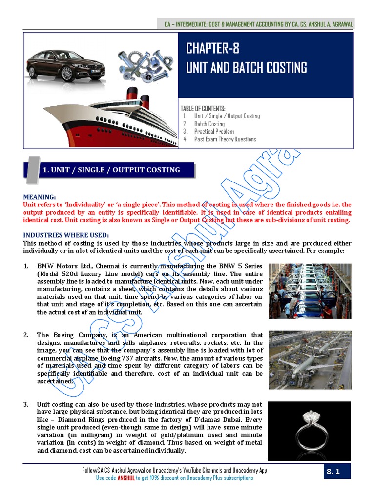 Chapter-8 Unit - Batch Costing | PDF | Inventory | Business Economics