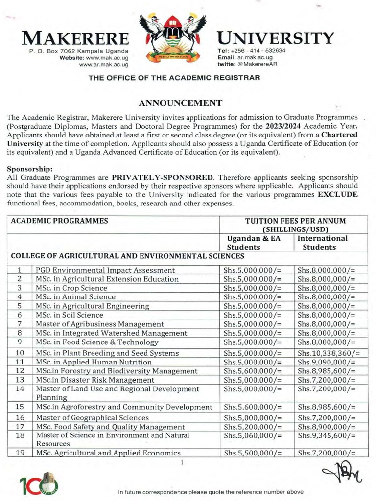 Advert Graduate Programmes 2023 2024 | PDF | Doctor Of Philosophy ...