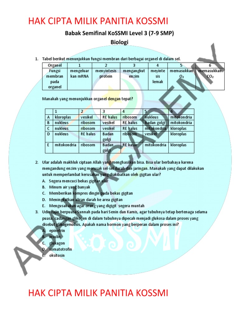 Soal Semifinal Level 3 Ipa - Kossmi-1 | PDF | Sains & Matematika