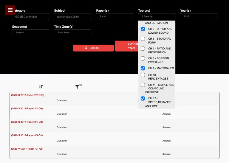 IGCSE Mathematics Topic-wise Past Papers | PDF