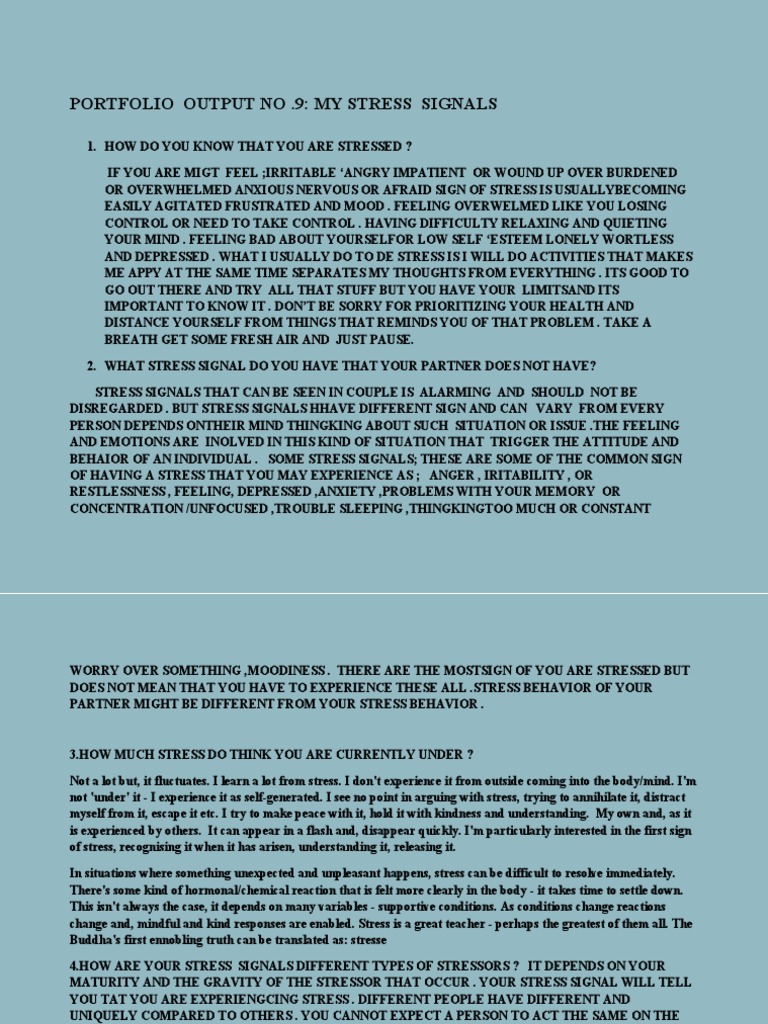 Portfolio Output n9 | PDF | Stress (Biology) | Feeling