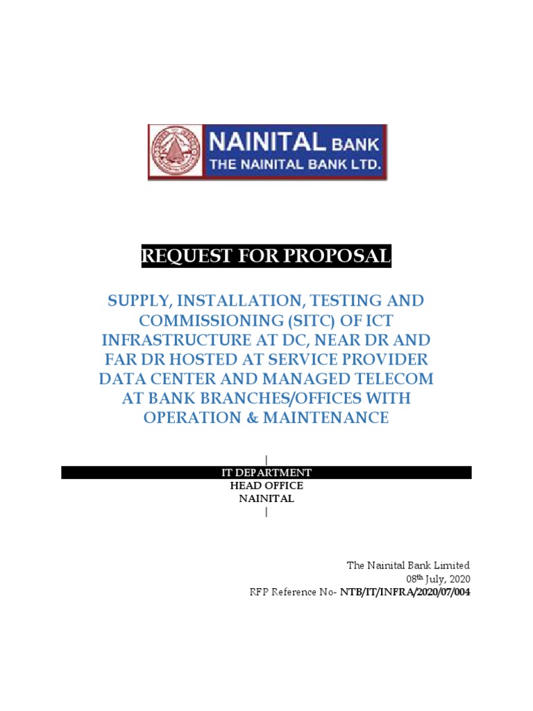 SDWAN - Nainital Bank | PDF | Request For Proposal | Business