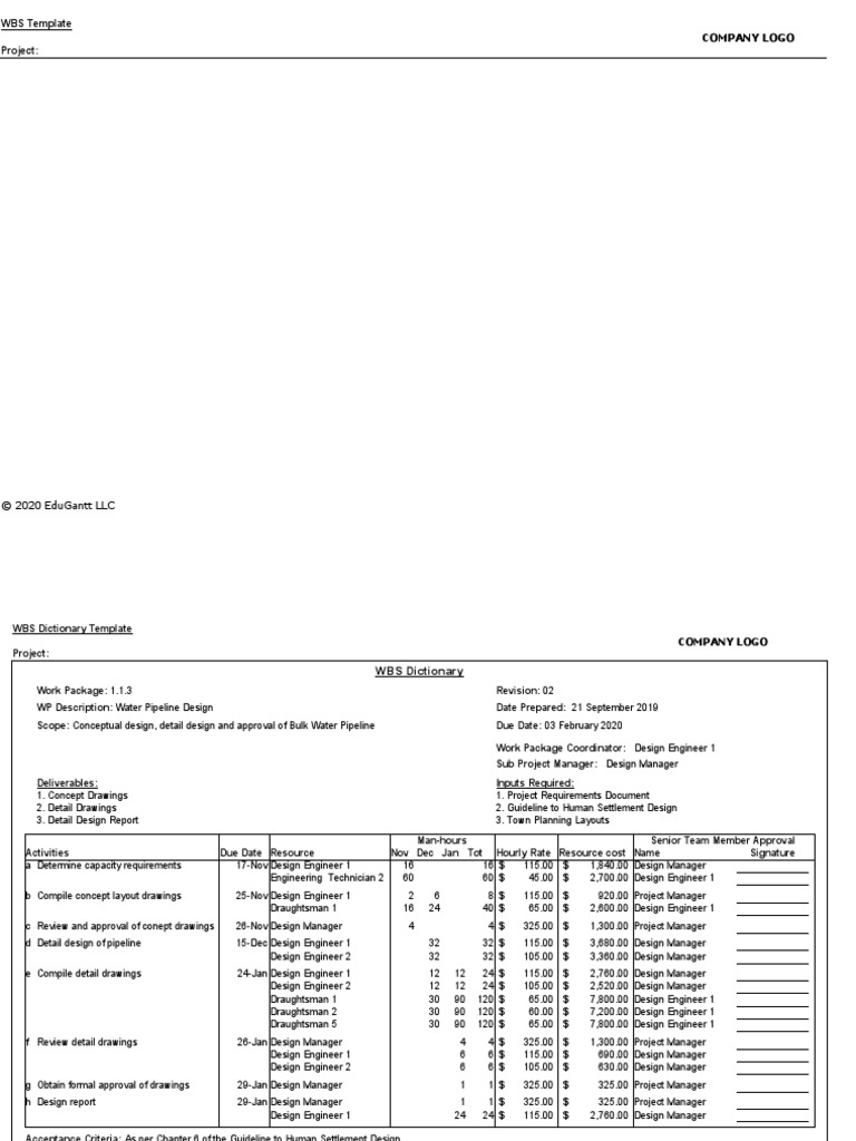 WBS & WBS Dictionary Template | PDF | Technical Drawing | Engineering WBS & WBS Dictionary Template | PDF | Technical Drawing | Engineering