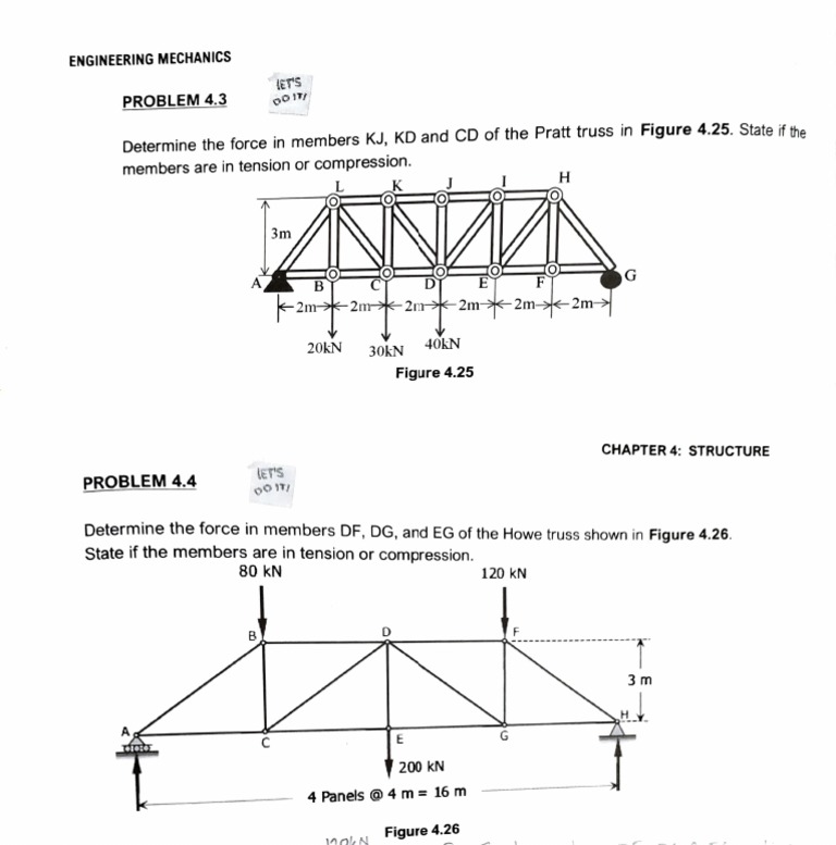 Forces in Members of Pratt and Howe Trusses | PDF