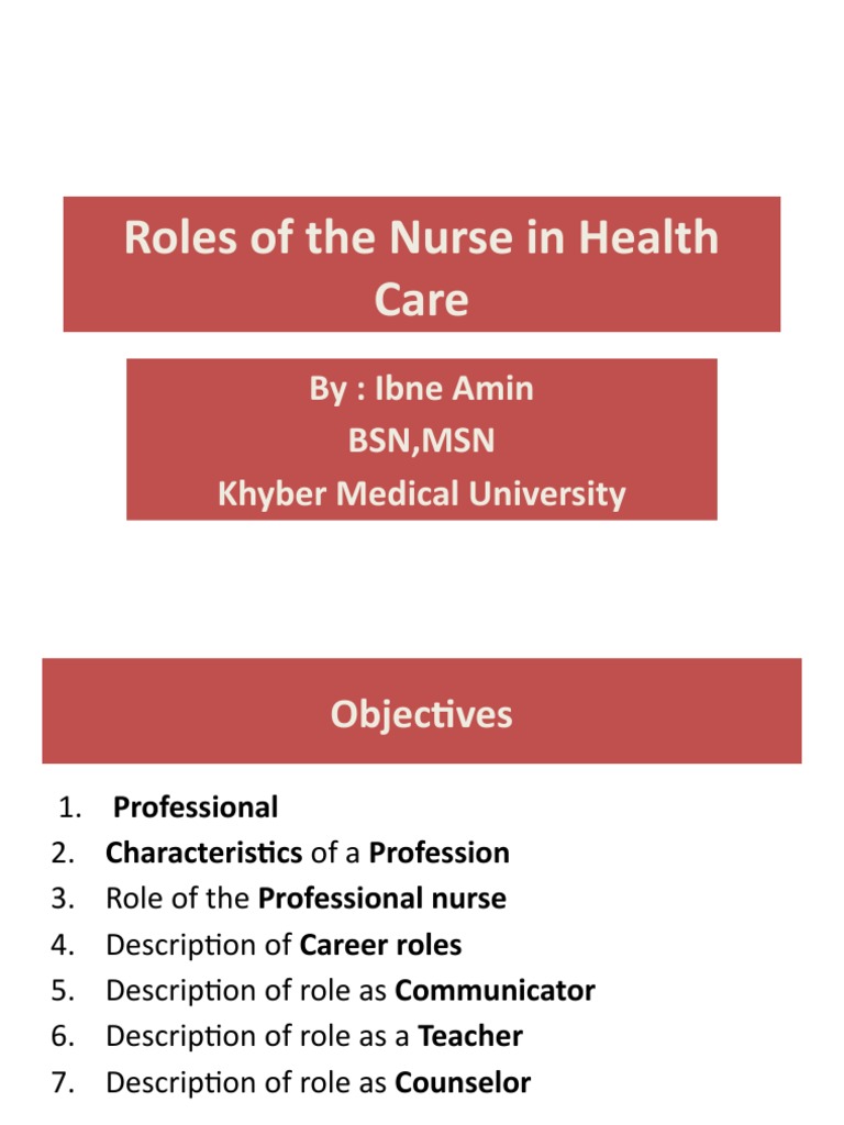 Roles of The Nurse in Health Care | PDF | Nursing | Profession
