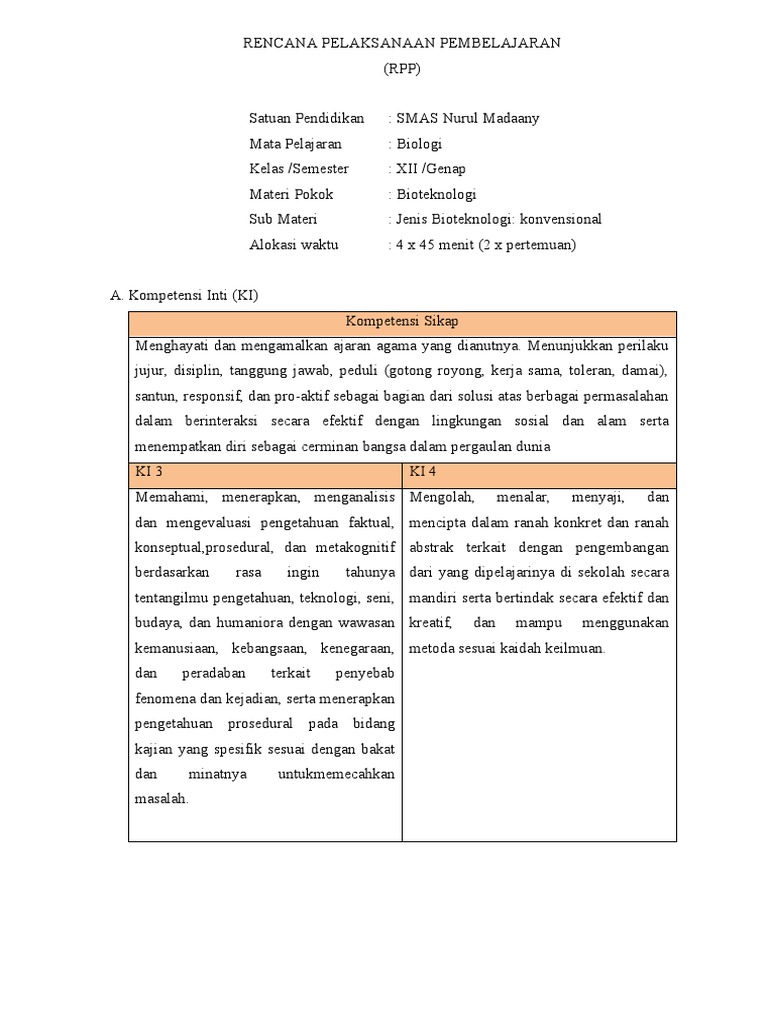 7. Rpp Pbl Bioteknologi Aksi 2 Edit | PDF
