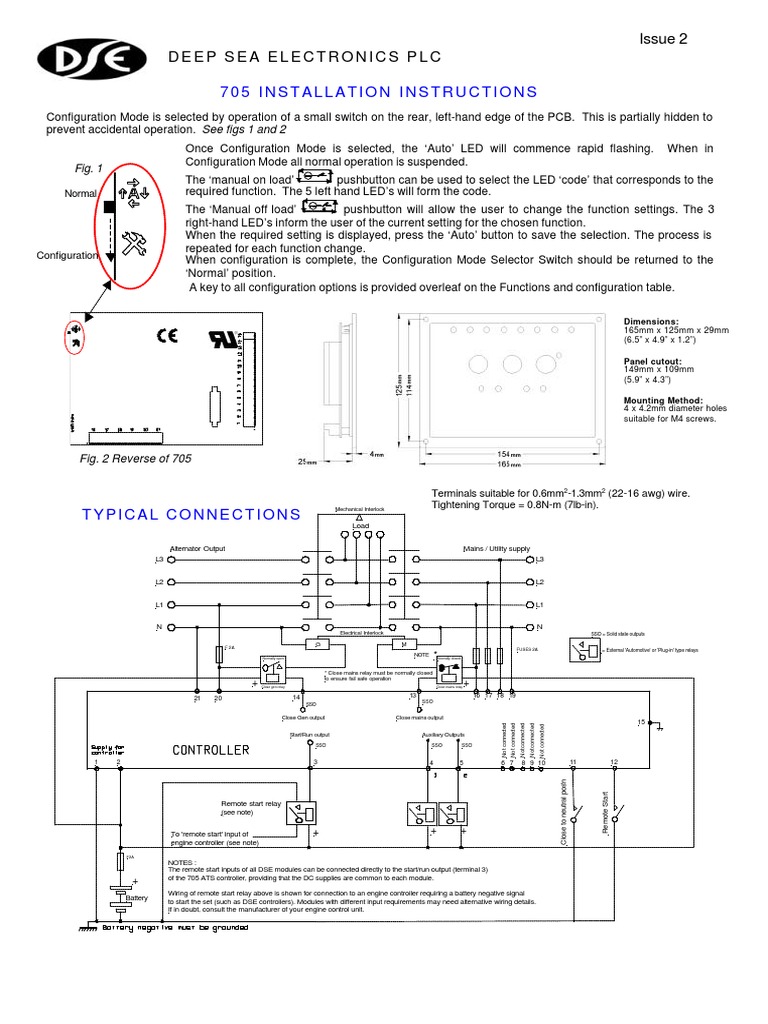 Dse705 Installation Inst | PDF | Relay | Switch