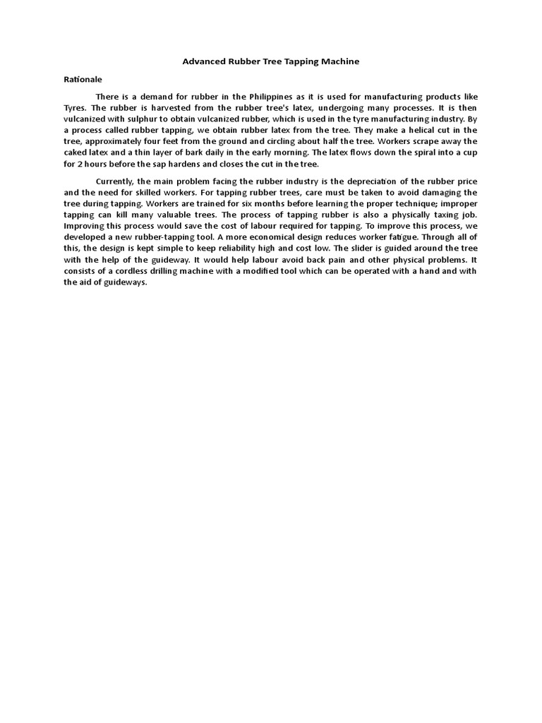 Advanced Rubber Tree Tapping Machine | PDF