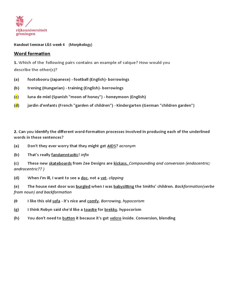 Week 4 Linguistics | PDF | English Language | Word