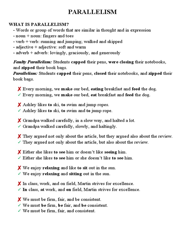 What is Parallelism? Understanding Parallel Structure | PDF
