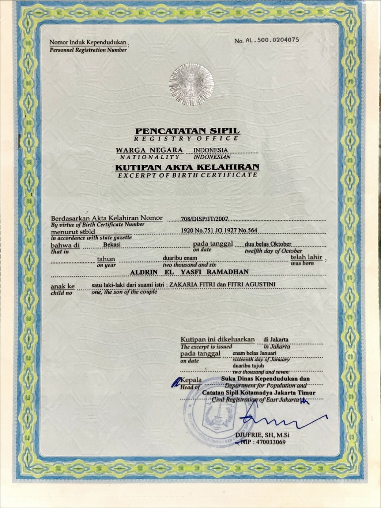 Akta Lahir Aldrin | PDF