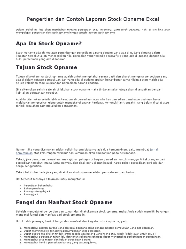 Panduan Lengkap Stock Opname Toko | PDF | Bisnis | Komputer