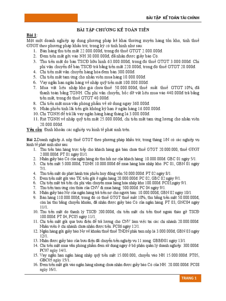 Bai Tap KTTC - CHUONG 1 | PDF