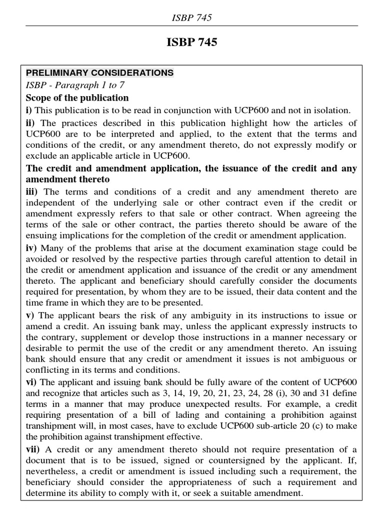 ISBP 745 Guidance | PDF | Signature | Bill Of Lading