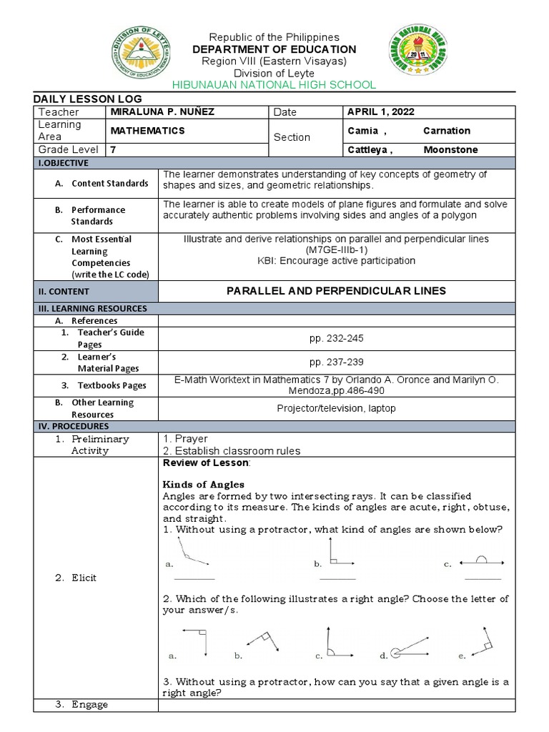 Parallel and Perpendicular Lines | PDF | Perpendicular | Angle