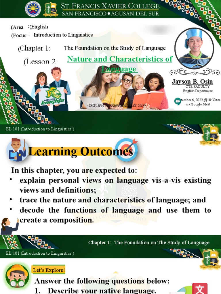 Chapter 1 Lesson 2 | PDF | Linguistics | Speech
