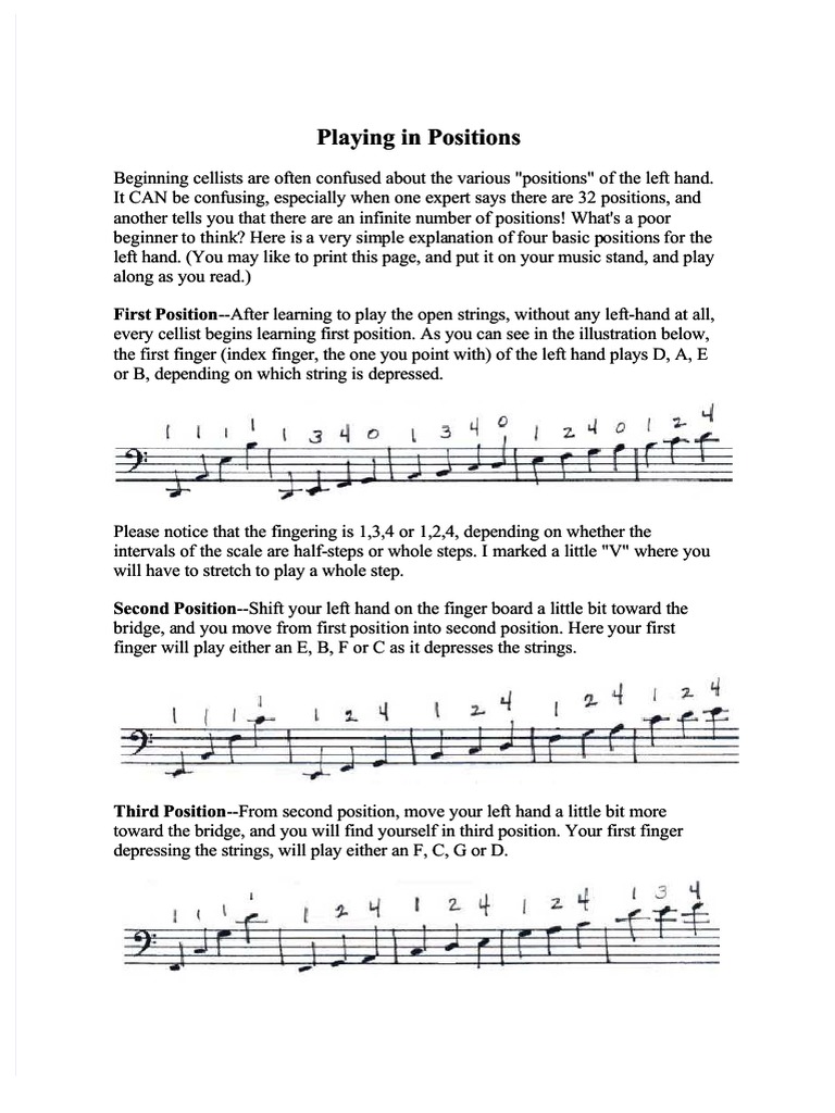 Cello Playing in Positions | PDF | Cello | Music Theory