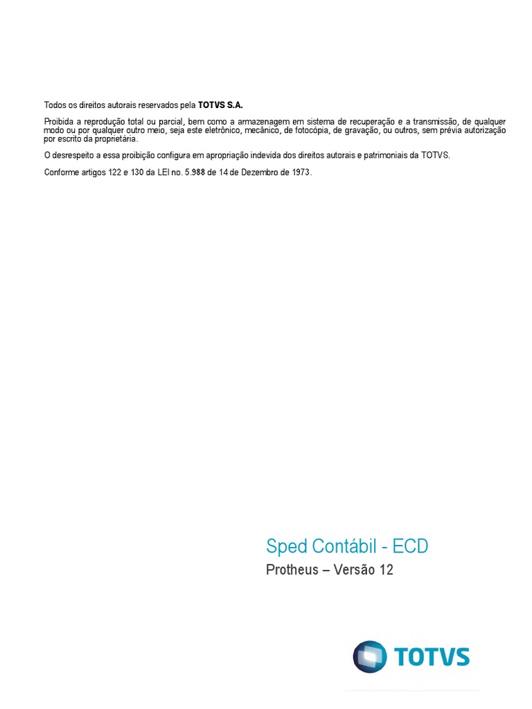 1 Sped Contabil ECD Protheus Versao 12 | PDF | Contabilidade ...