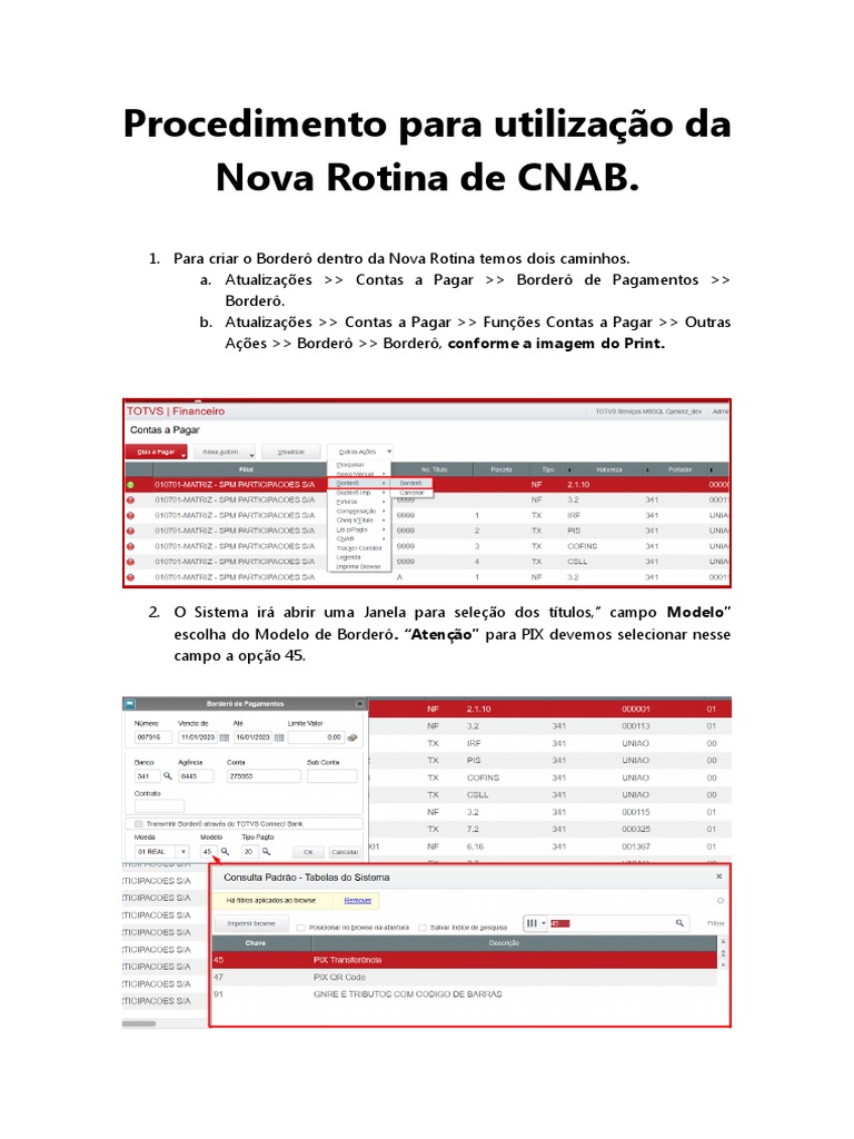 Criando Borderô e CNAB para Pagamentos | PDF