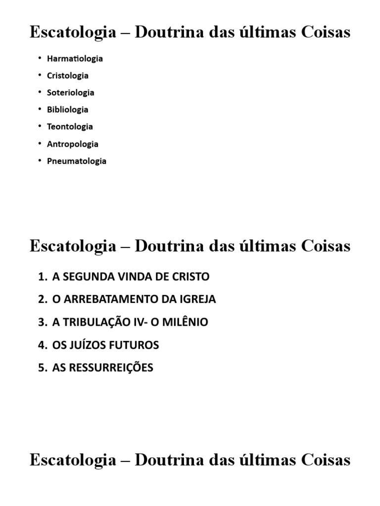 Escatologia - Doutrina Das Últimas Coisas | PDF | Escatologia | Arrebatamento cristão
