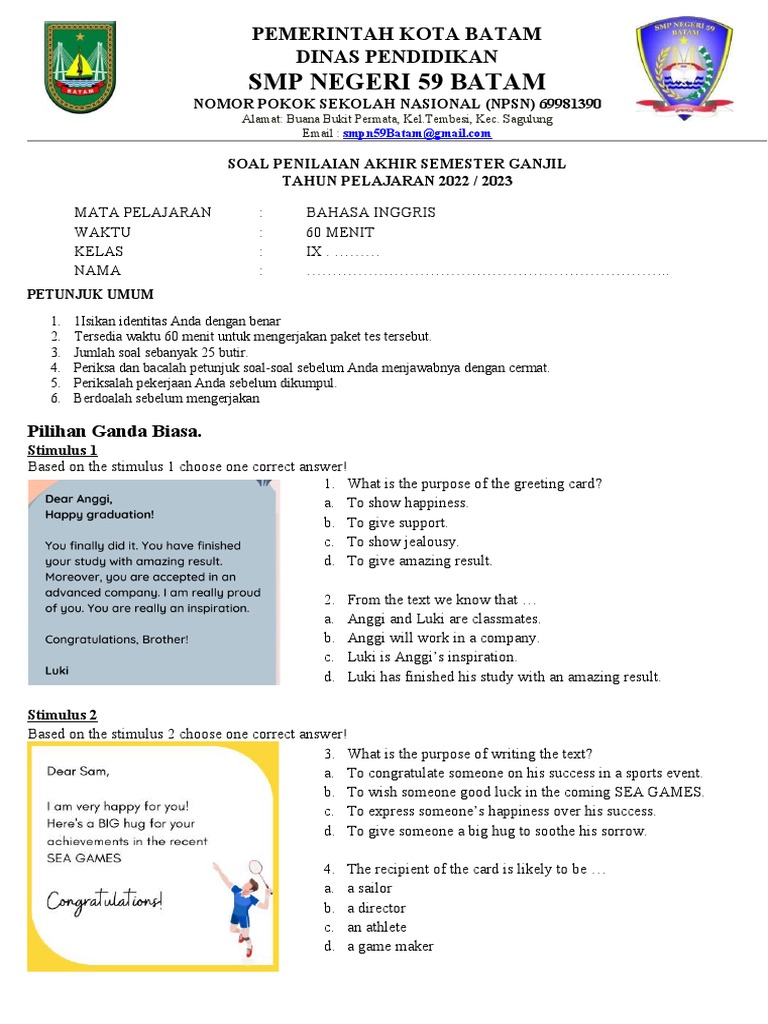 Bing Pas Ganjil 2022-2023 | PDF | Chocolate | Diet & Nutrition