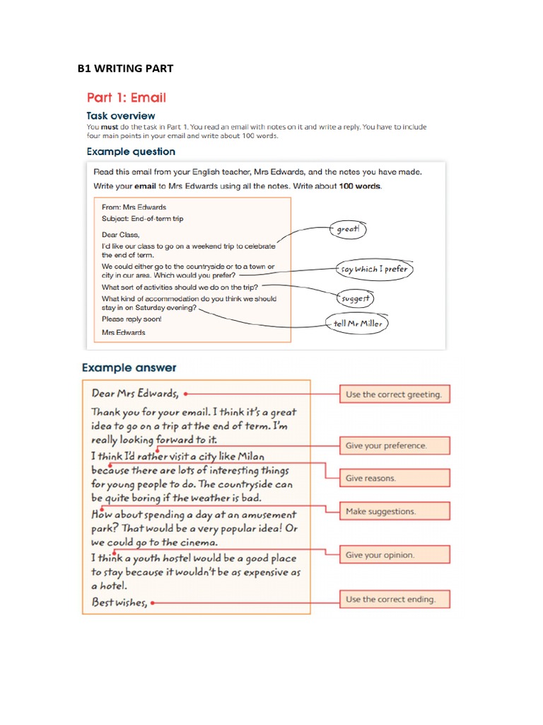 b1 Email Example. EXERCISE | PDF
