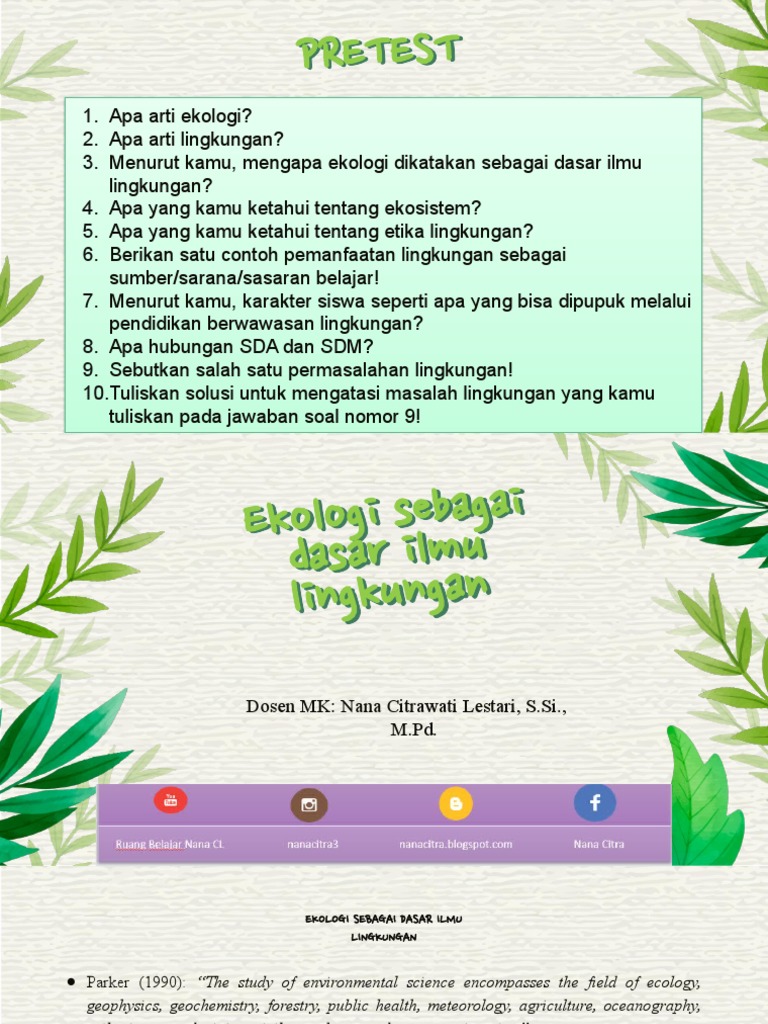 Ekologi Sebagai Dasar Ilmu Lingkungan | PDF