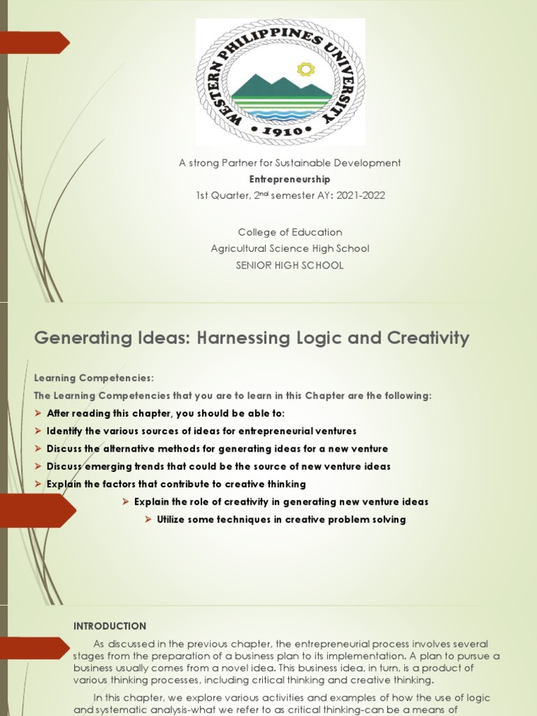 Entrep Chapter 2 Lesson | PDF | Entrepreneurship | Creativity