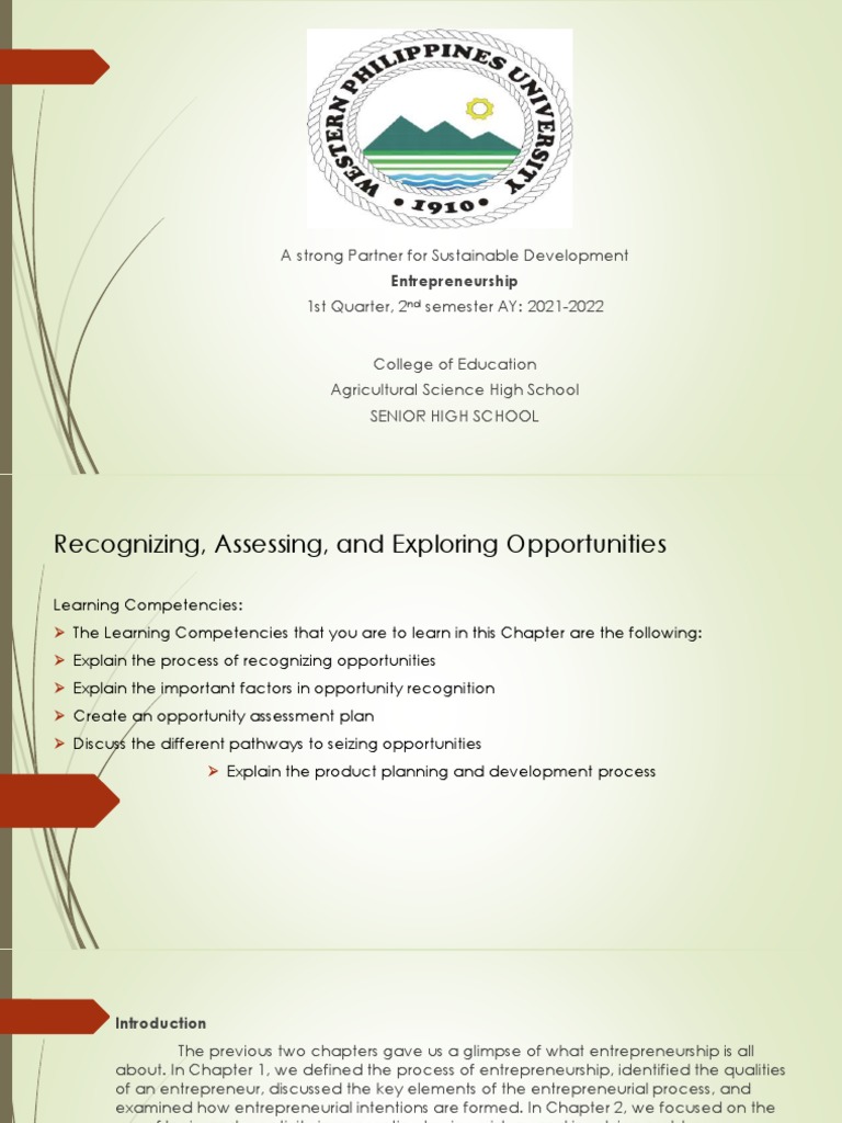 Entrep Chapter 3 Lesson | PDF | Entrepreneurship | Factors Of Production