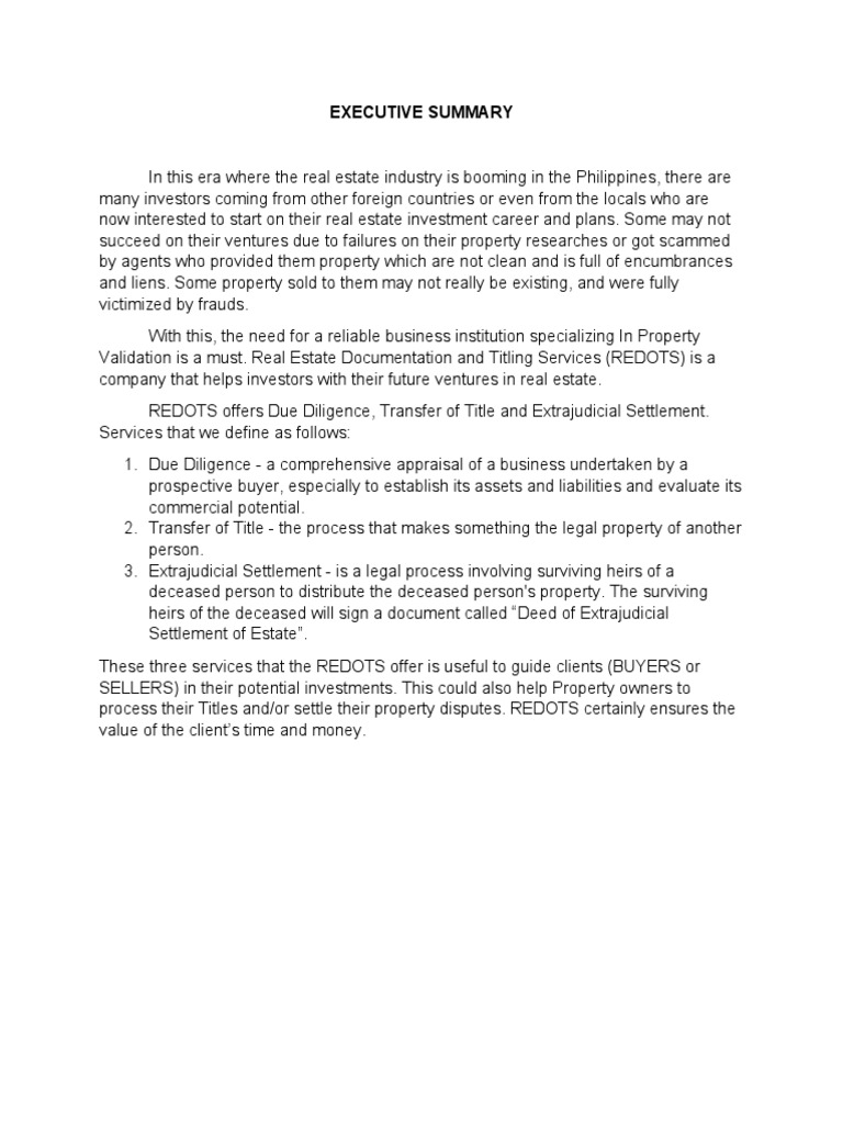 EXECUTIVE SUMMARY Draft | PDF