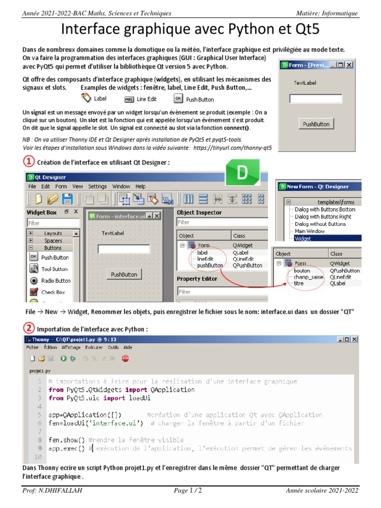 Python&Qt5 2021 2022 | PDF | Interface graphique | Python (Langage de programmation)