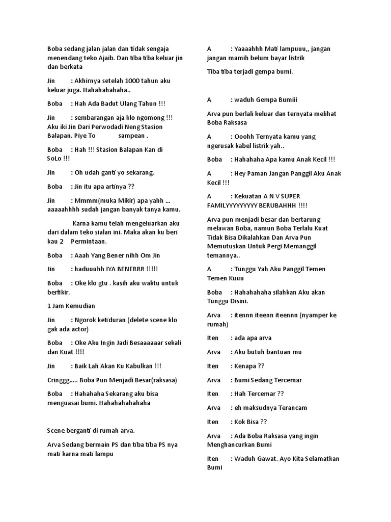 Boba Sedang Jalan Jalan Dan Tidak Sengaja Menendang Teko Ajaib | PDF