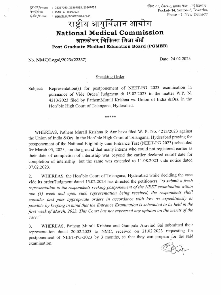 Speaking Order NMC-1 | PDF