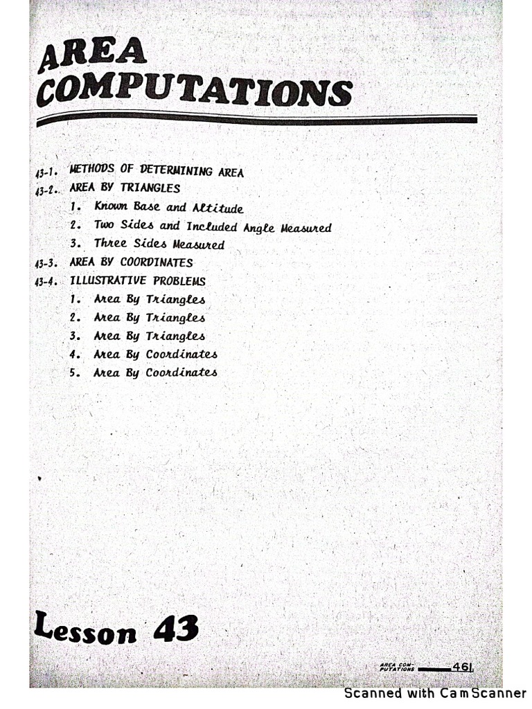 Lesson 6 - Area Computation | PDF