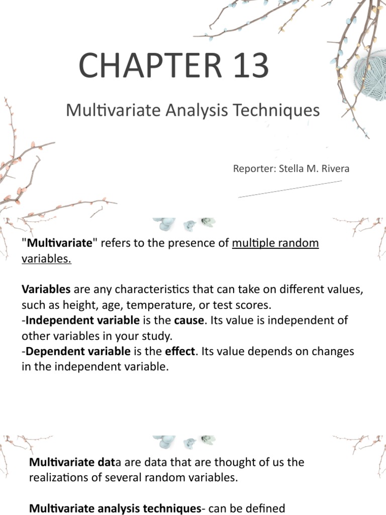 Chapter 13 Multivariate Analysis Techniques Pdf Factor Analysis Dependent And Independent