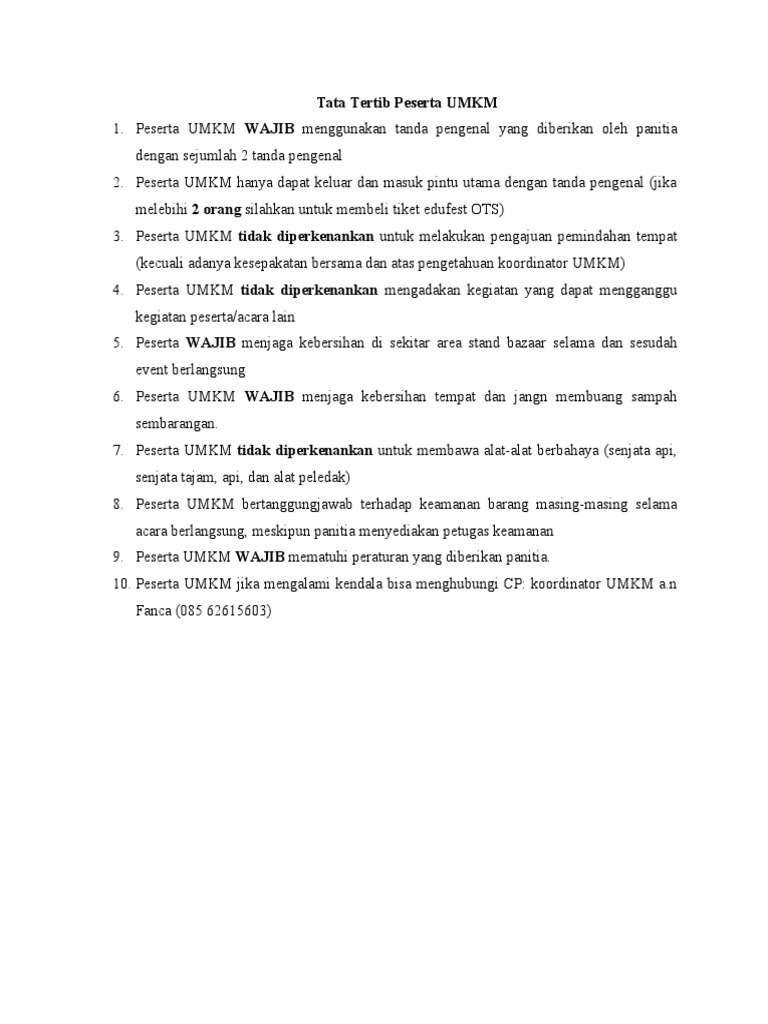 Tata Tertib Peserta UMKM | PDF