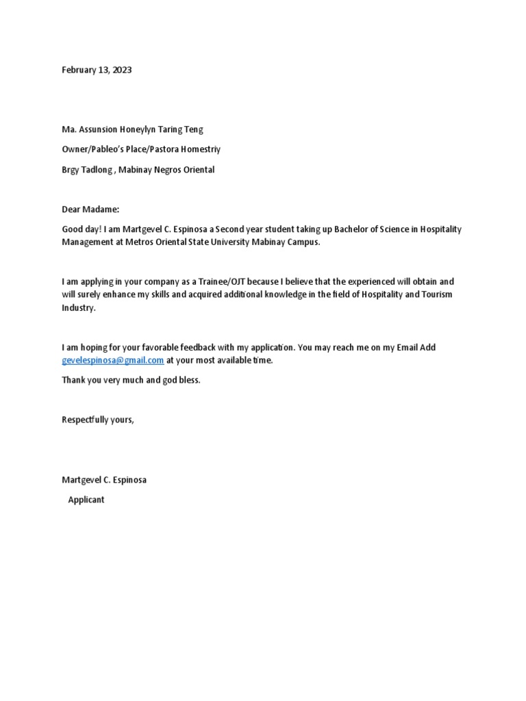 Application Resume Letter 2 | PDF