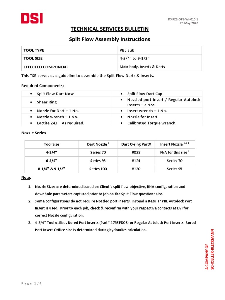 DSIFZE-OPS-WI-010.1 Split Flow Dart Assy Instructions | PDF | Equipment ...