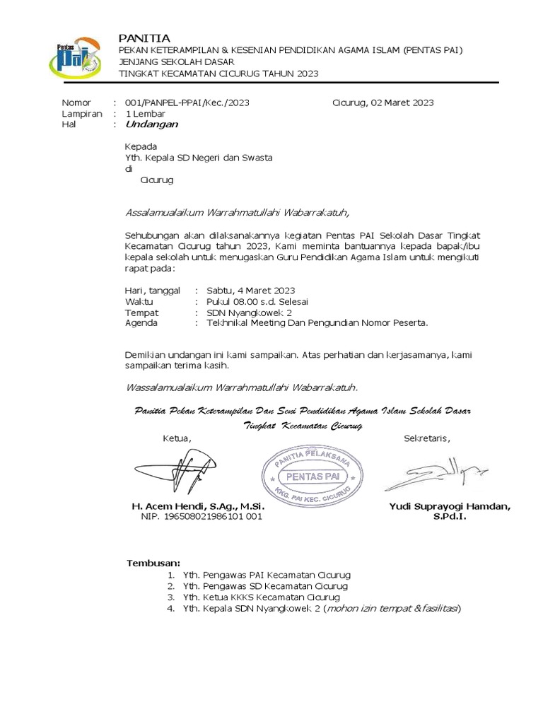 UNDANGAN RAPAT Technikal meeting | PDF