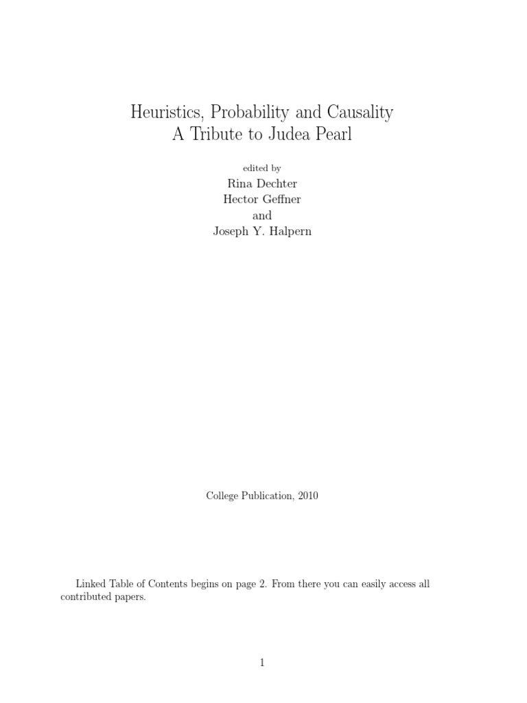 BOOK - Heuristics, Probability and Causality - A Tribute To Judea Pearl | PDF | Dynamic ...