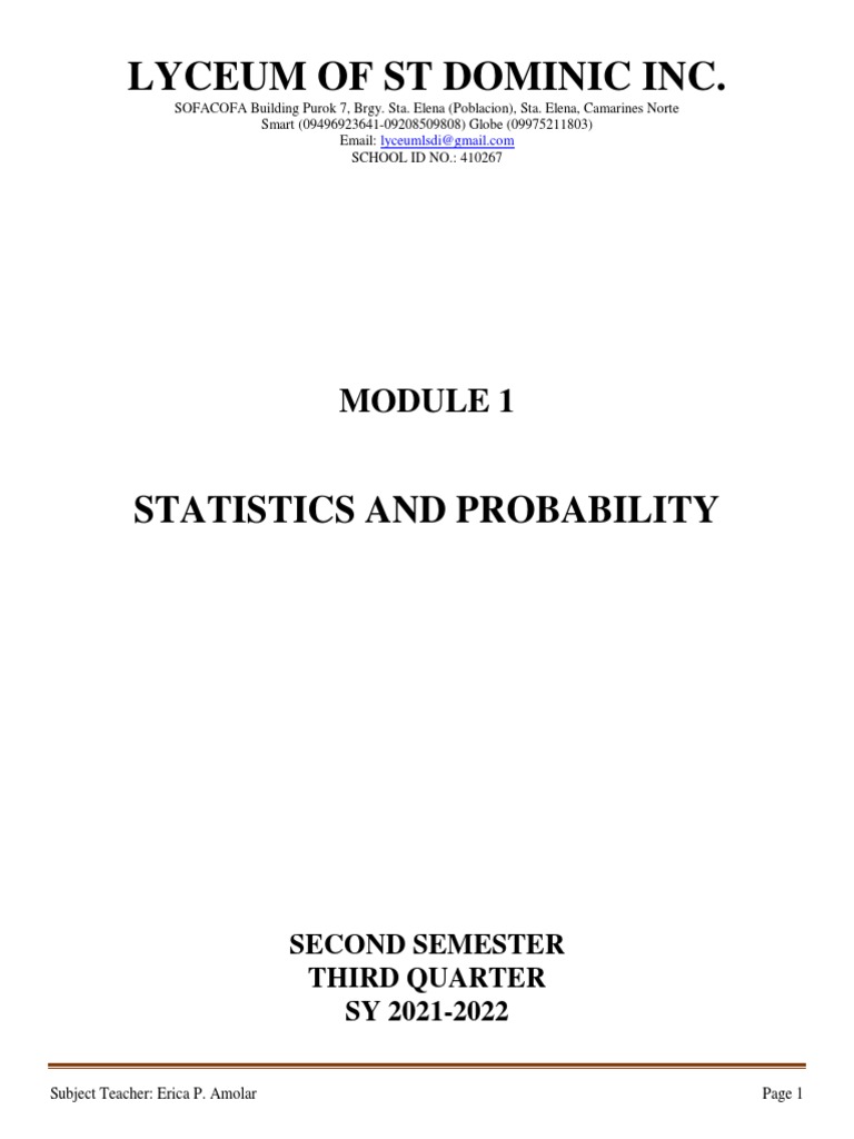 Statistics and Probability Q3 | PDF | Probability Distribution | Normal Distribution