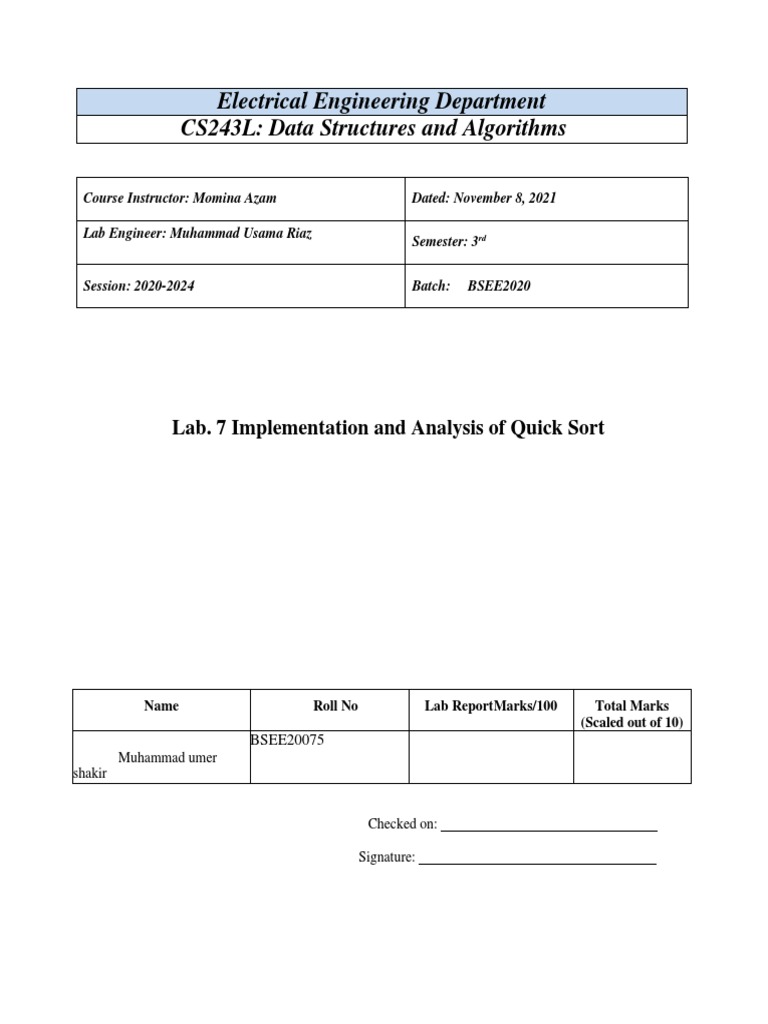 Lab7 DSA BSEE20034 | PDF | Software Engineering | Computer Programming
