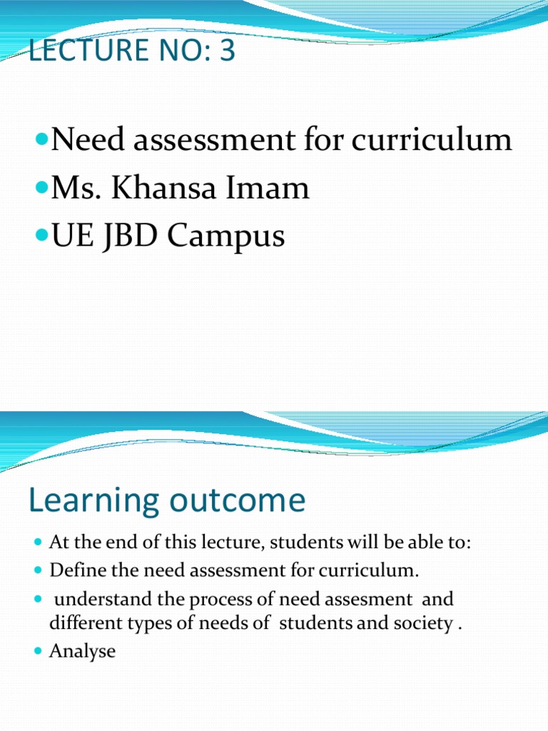 Curriculum Needs Assessment Overview | PDF | Needs Assessment | Cognition