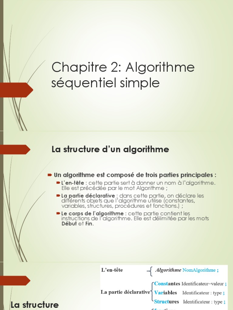Chapitre 2 - Algorithme Séquentiel Simple - Structures Conditionnelles ...