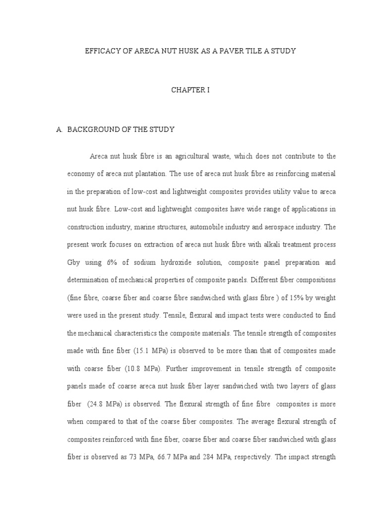 Assessing the Efficacy and Durability of Areca Nut Husk Composite Tiles ...