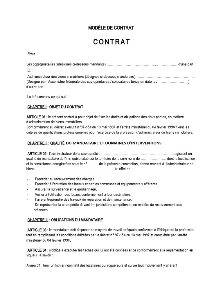 Modèle de Contrat | PDF | Condominium | Budget