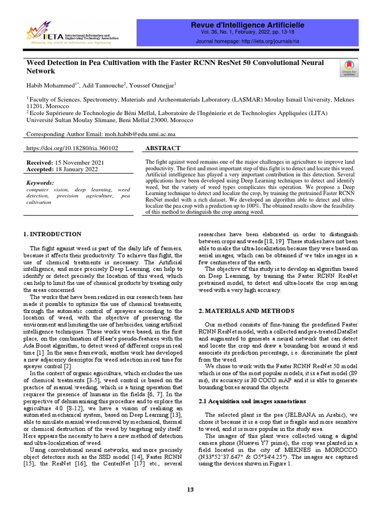 Weed Detection in Pea Crops with Deep Learning | PDF | Deep Learning | Accuracy And Precision