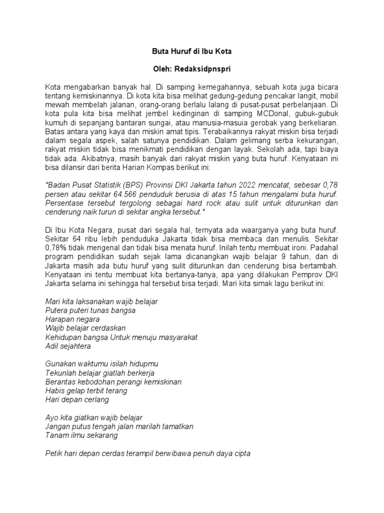 Buta Huruf Di Ibu Kota | PDF