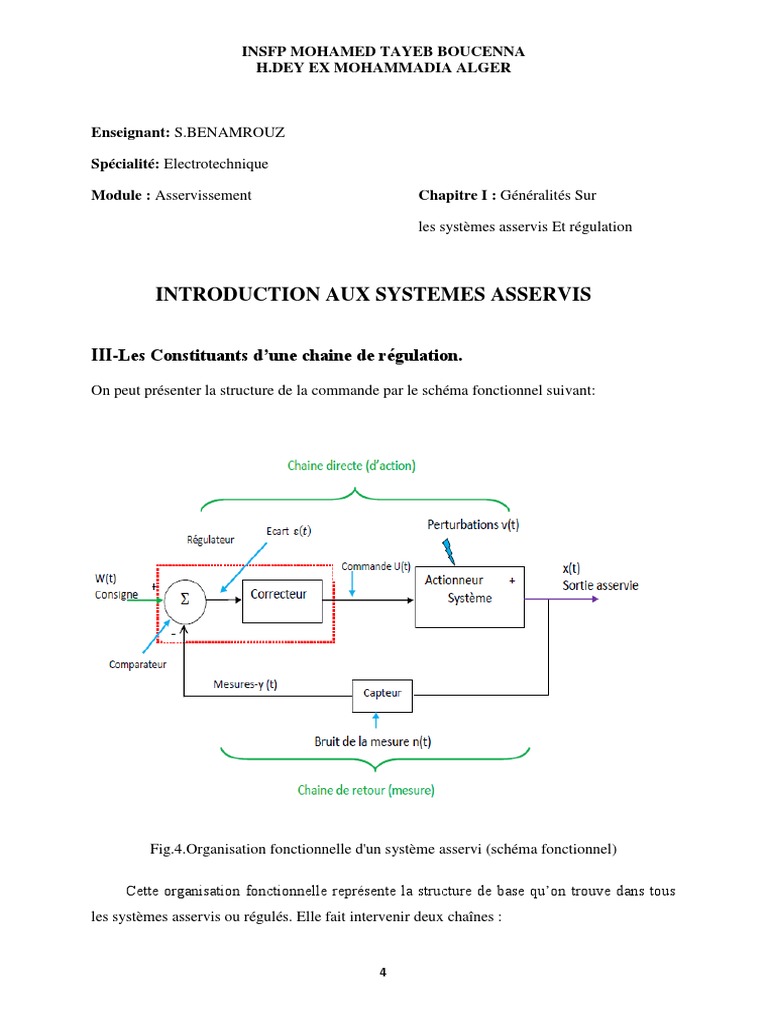 Chapitre 1 Généralité Sur Les Système Asservis Et Régulateur | PDF ...