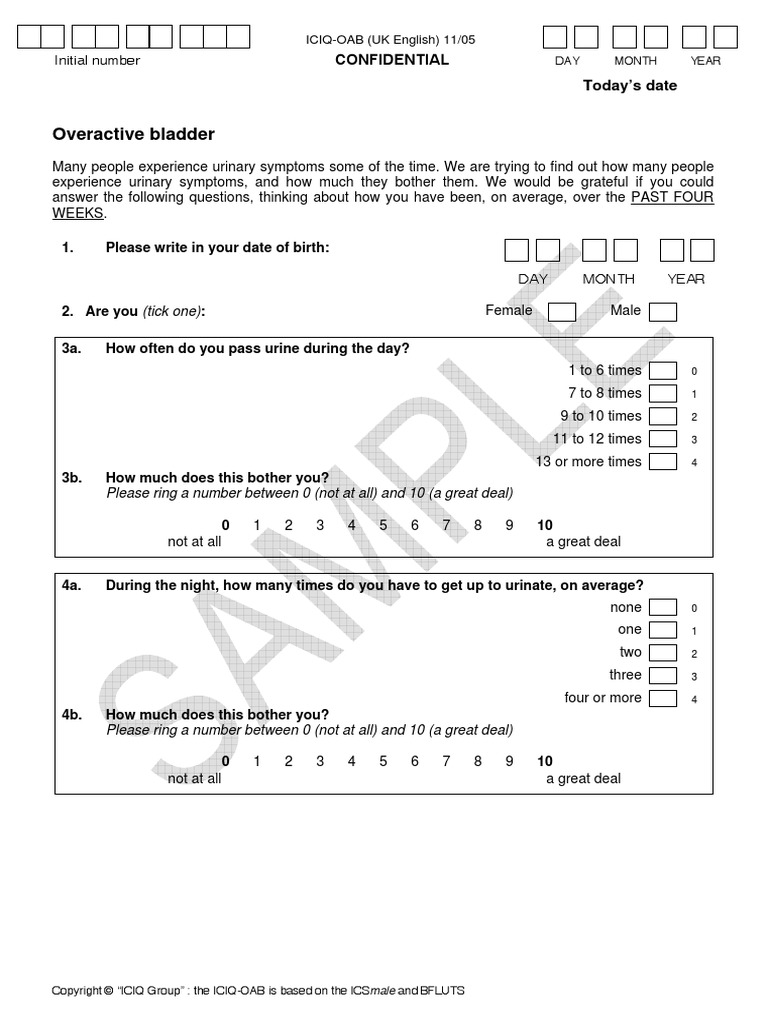 Sample ICIQ OAB | PDF | Urinary Incontinence | Genitourinary System